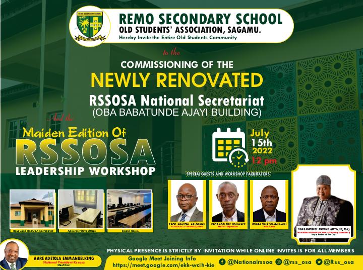 REMO SECONDARY SCHOOL (RSS) set to hosts first RSSOSA Leadership ...